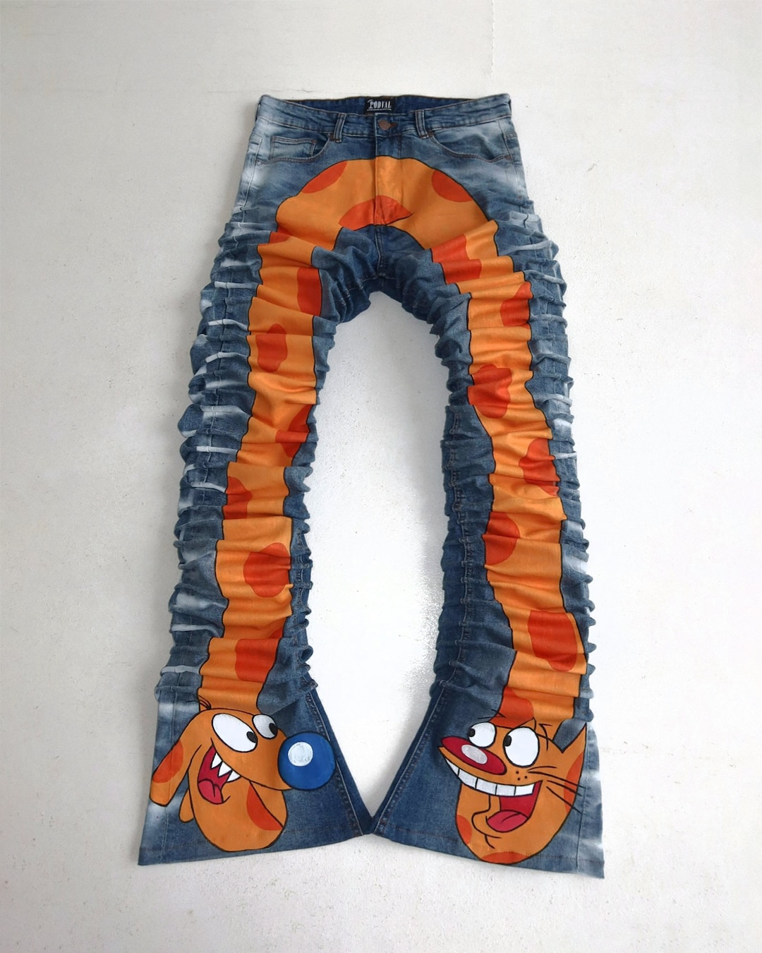 Custom Anime Cartoon Jeans: Stacked Flared Denim, W30 - Etsy