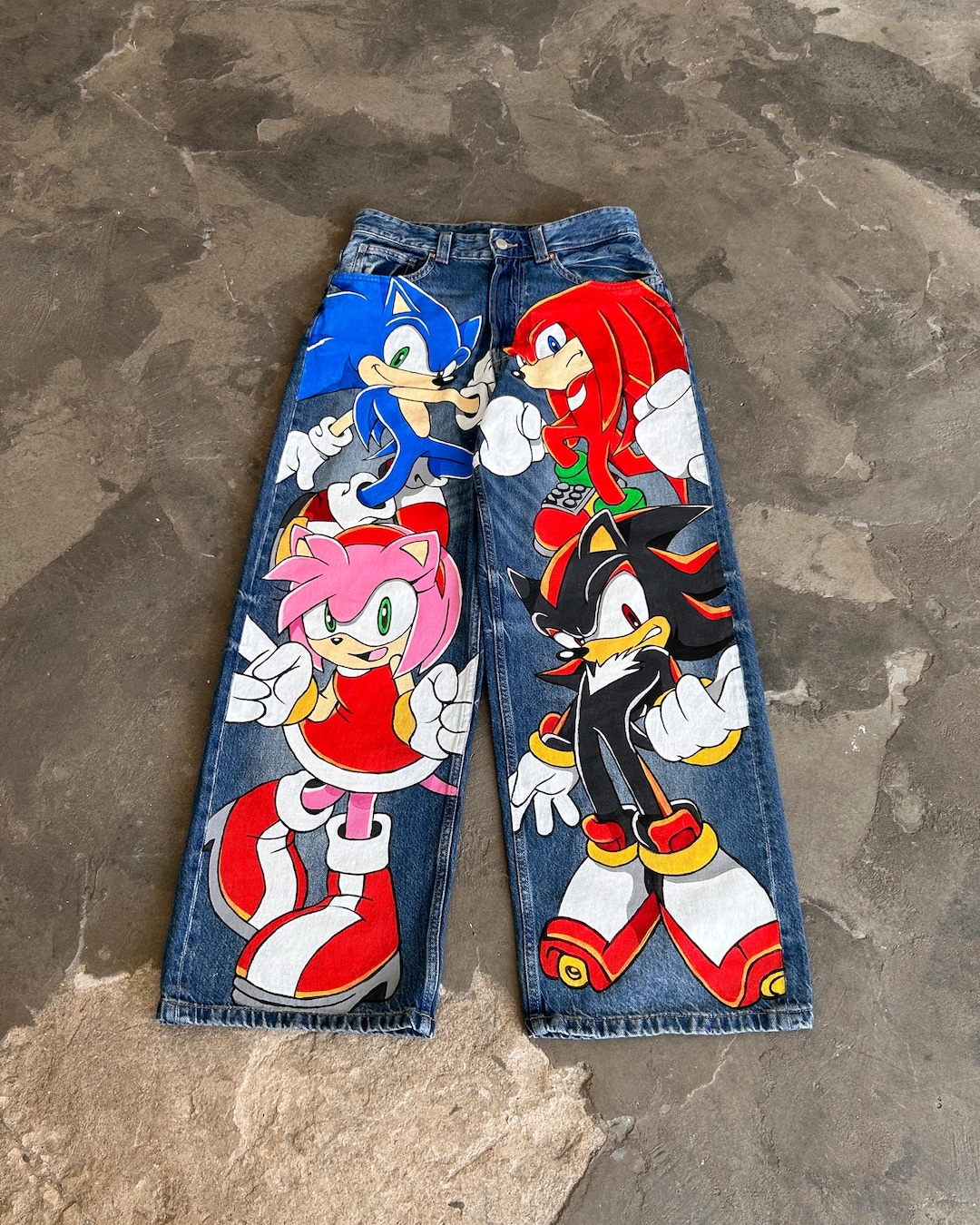 1 of 1 Custom Anime Jeans Cartoon Blue Pants Customized Style ...