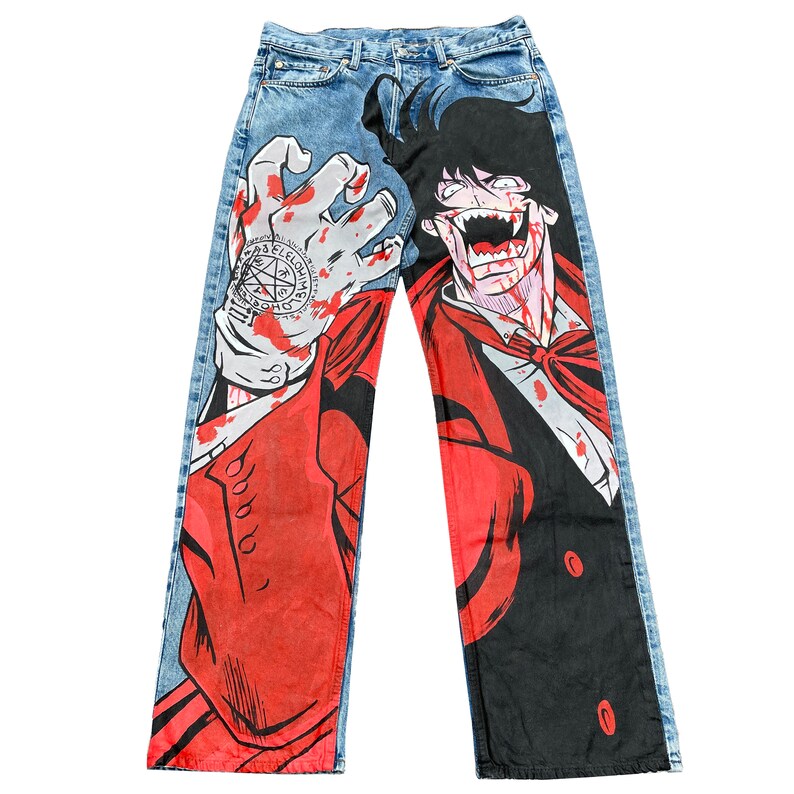 1 of 1 Custom Anime Jeans Cartoon Pants Mens Customized Style ...