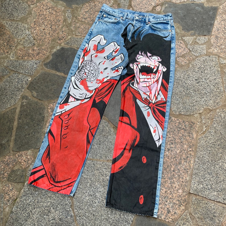 1 of 1 Custom Anime Jeans Cartoon Pants Mens Customized Style ...
