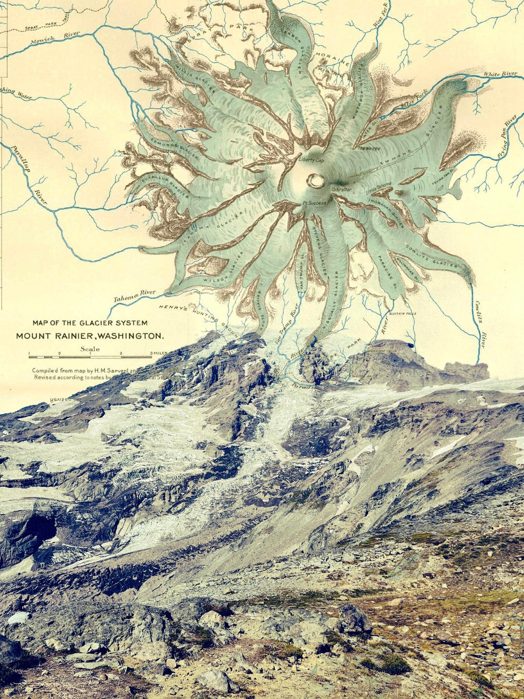 Mt Rainier Glacier System Map. (16x20 & 18x24) - Etsy