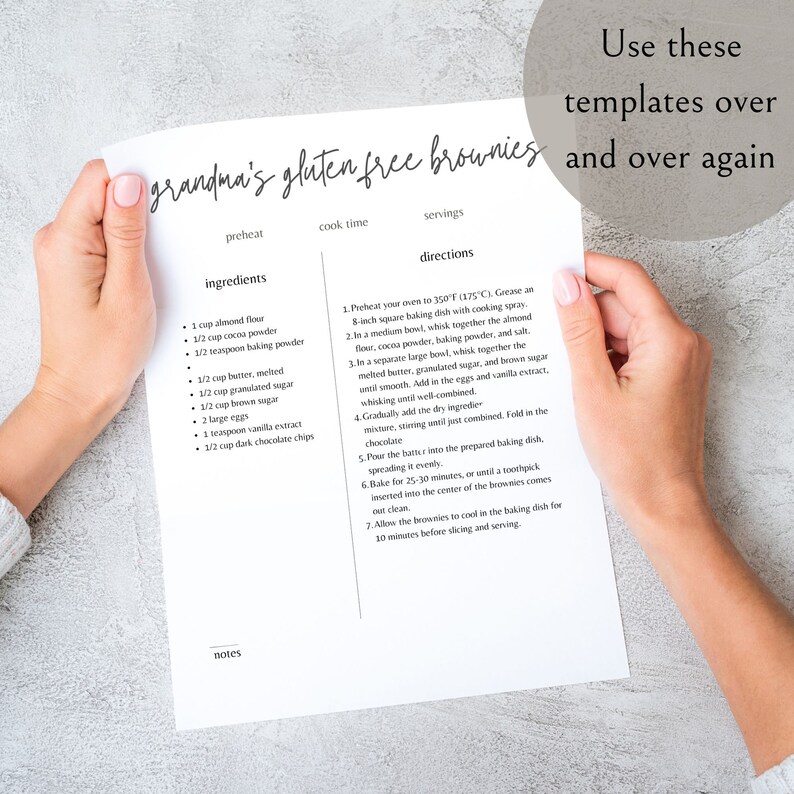 Editable Printable Recipe Template, Minimal Recipe Template, Simple ...