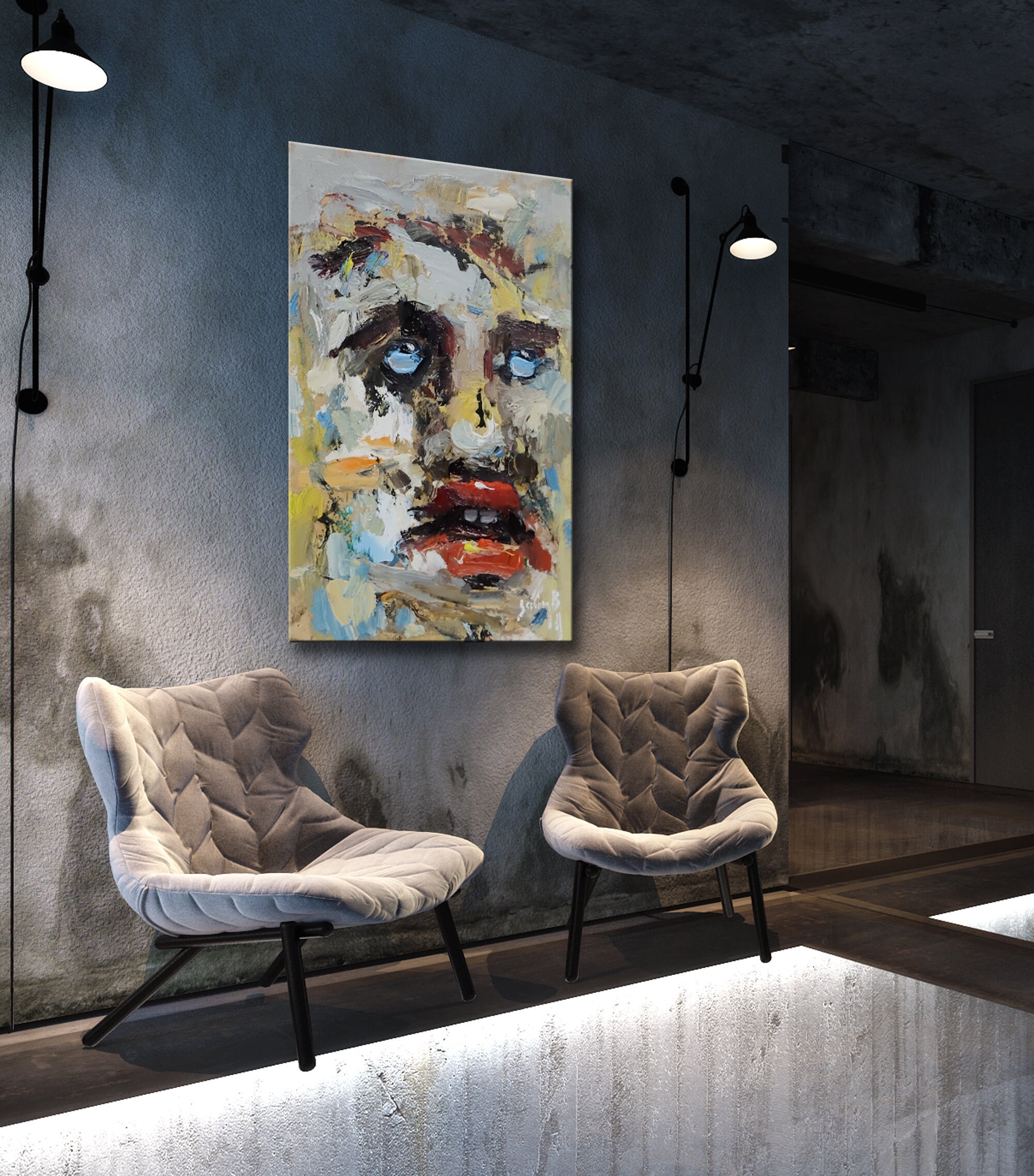 Terrible Painting Dark Wall Art Spooky Decor Spooky Portrait | Etsy