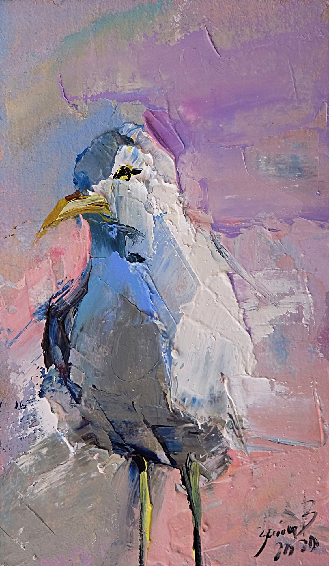 Seagull painting Seagull original art Seagull Gull Seagull | Etsy