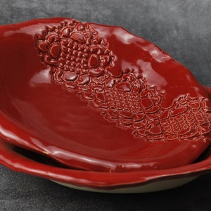 Beautiful Large Stoneware Red Serving Platter, Handmade in France, Dish ...