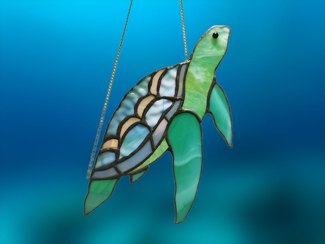 Sea Turtle Stained Glass Window Hangings Suncatcher Sea Turtle - Etsy