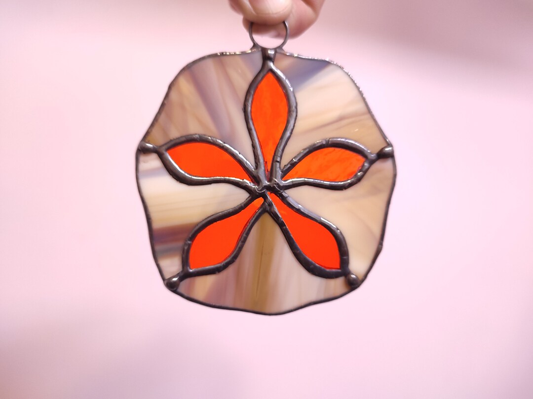 Stained Glass Sand Dollar Suncatcher - Beach House Decor - Coastal Wall ...