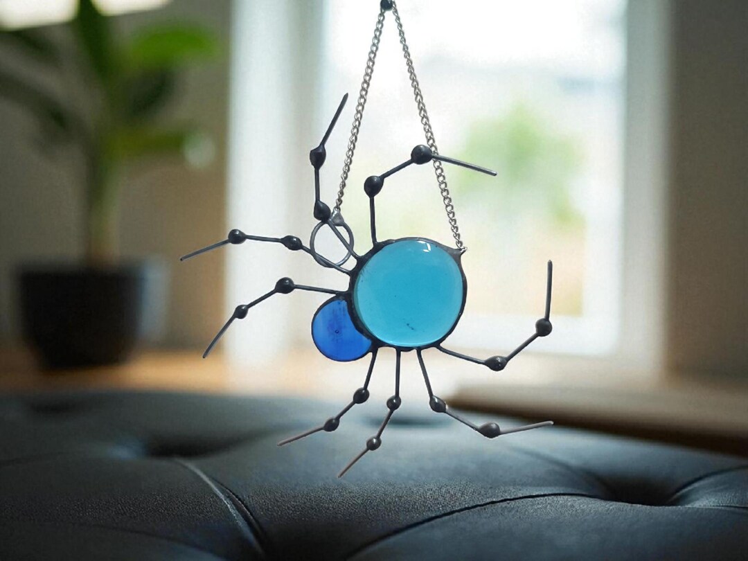 Blue Stained Glass Spider Suncatcher – Spring Decor, Gift for Friend - Etsy
