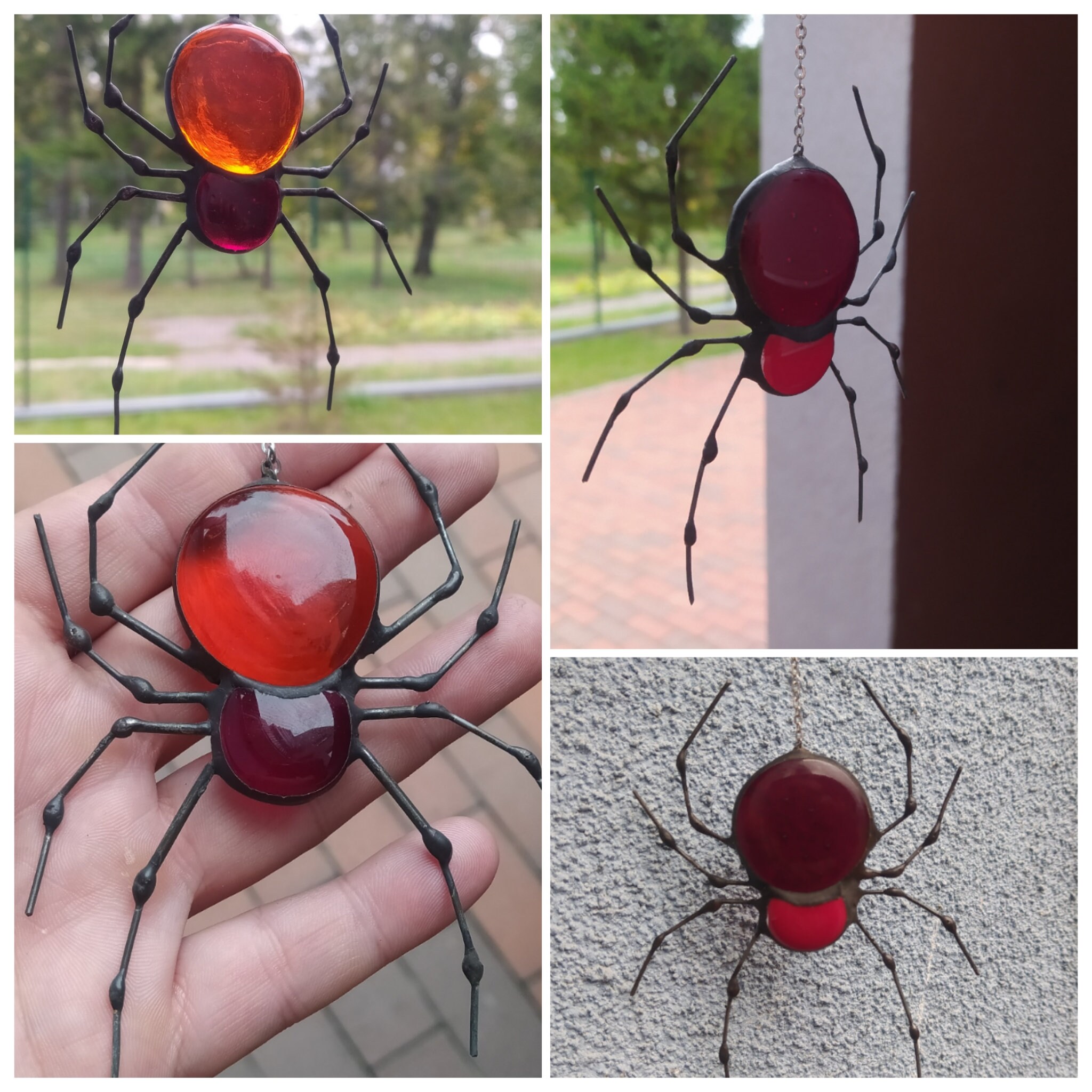 Spider Stained Glass Suncatcher Window Hangings Stain Glass - Etsy
