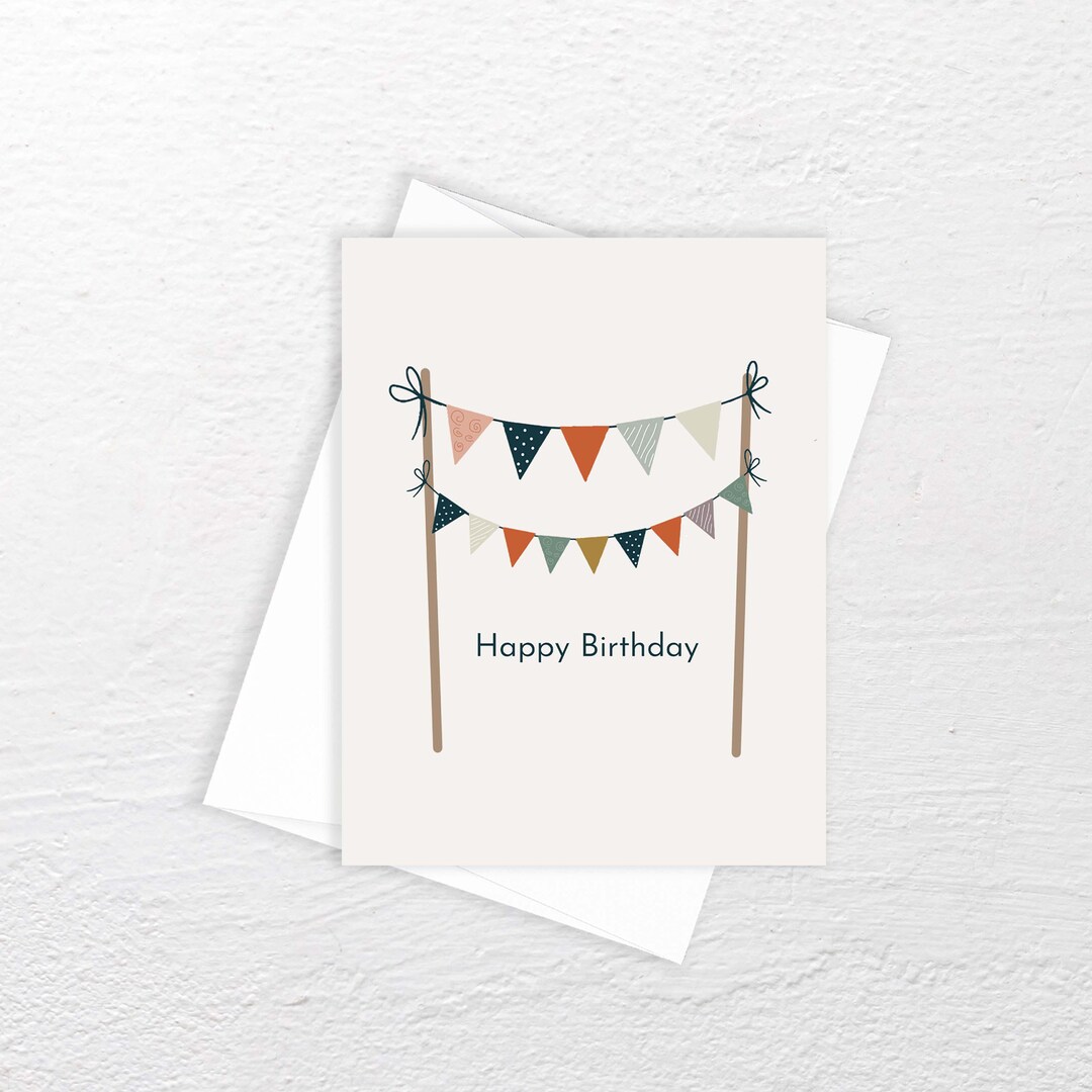Birthday Banner Greeting Cards With Envelopes - Etsy
