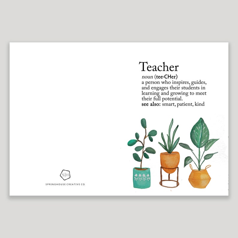 Teacher Definition Digital Download Printable Card 5x7 - Etsy
