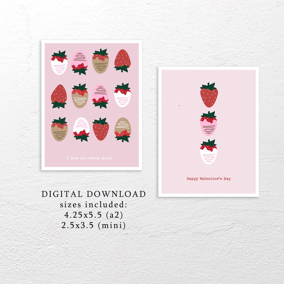 Strawberry Valentine Printables - Etsy