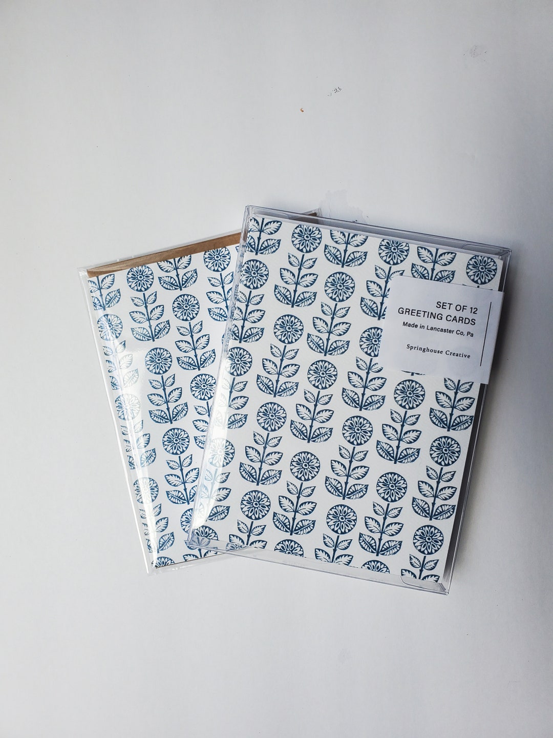 Retro Blue Flower Greeting Card Collection With Envelopes - Etsy