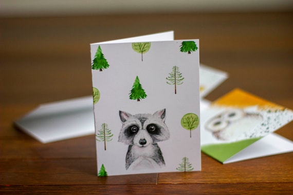 Woodland Creature Greeting Cards Set of 12 With Envelopes | Etsy
