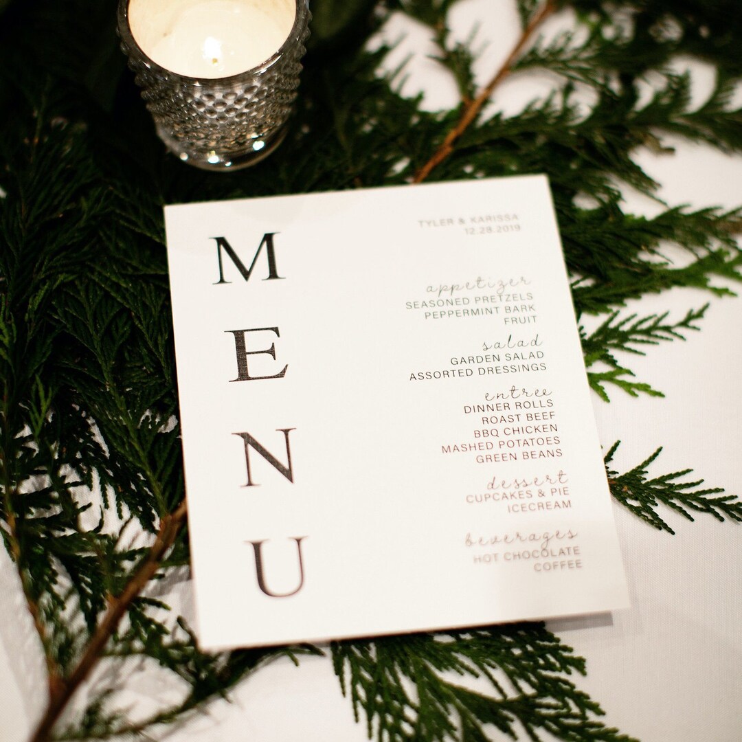 Classic Menu Card Customized and Printed - Etsy