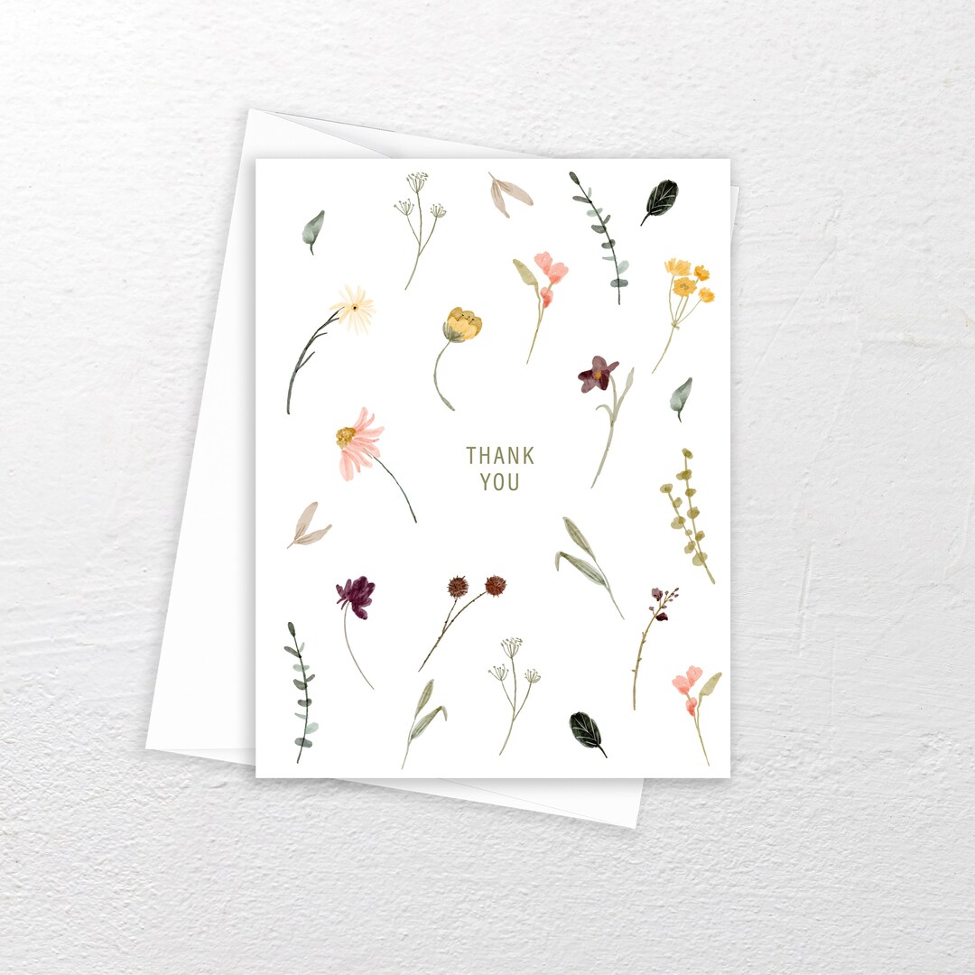 Wildflower Thank You | Greeting Cards With Envelopes - Etsy