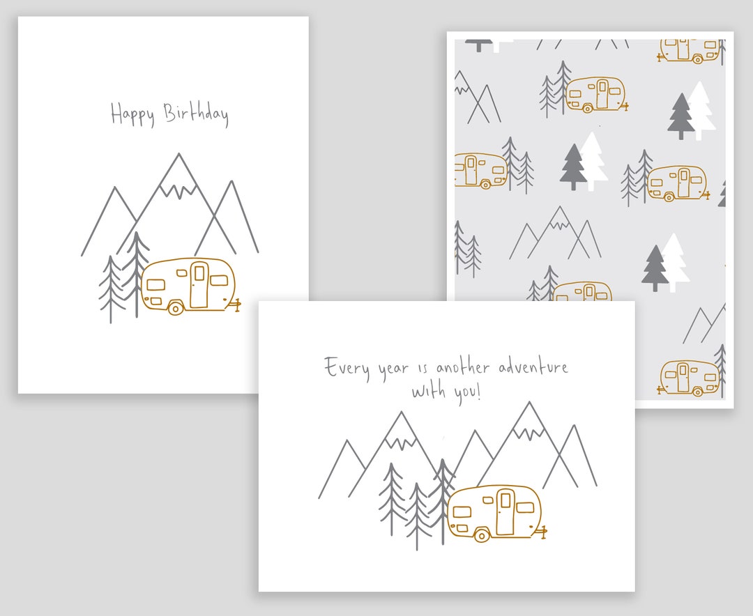 Camping Themed Greeting Cards Set of 12 With Envelopes - Etsy