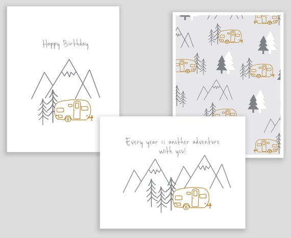 Camping Themed Greeting Cards Set of 12 With Envelopes | Etsy