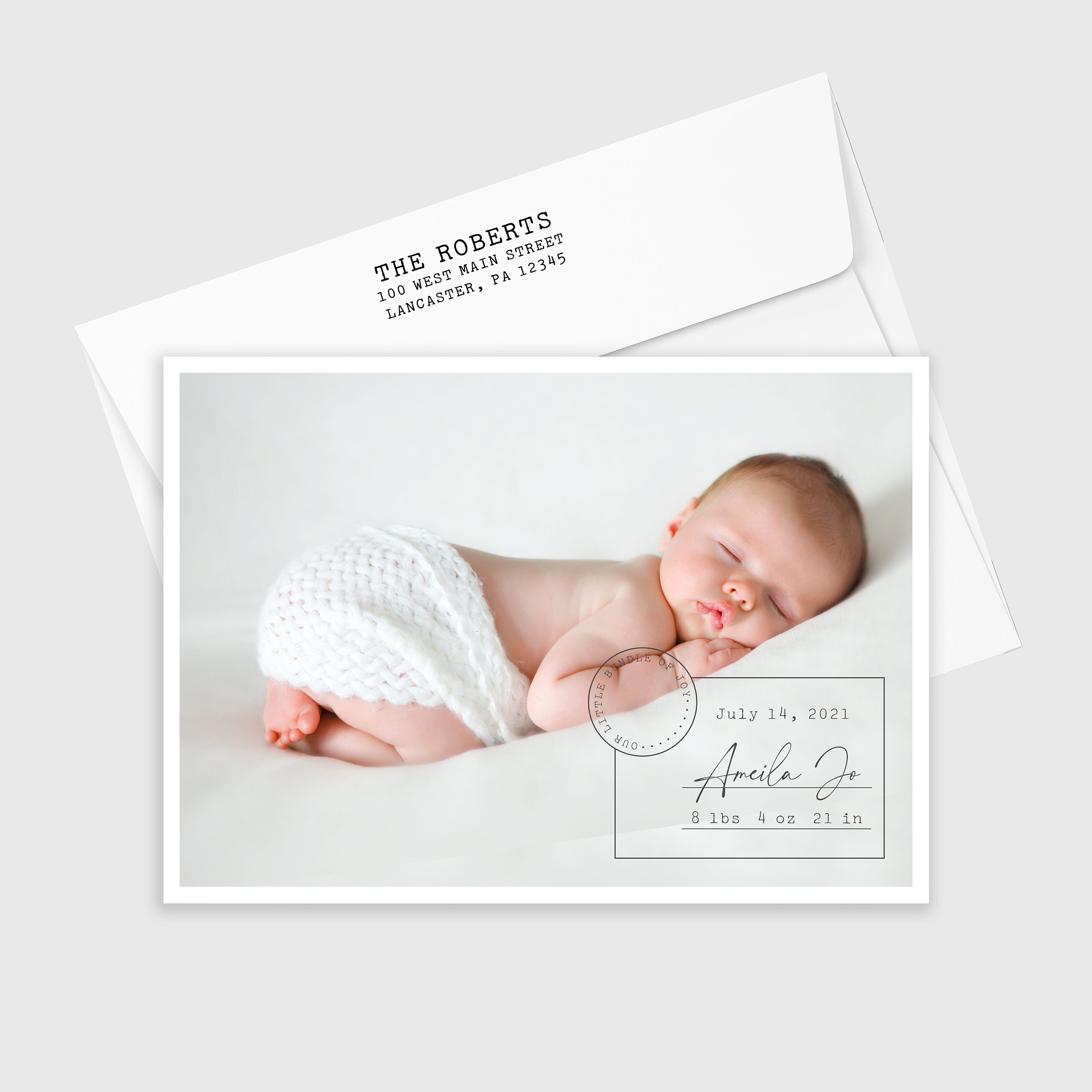 Name Tag Baby Customized Birth Announcement Card Printed With - Etsy UK