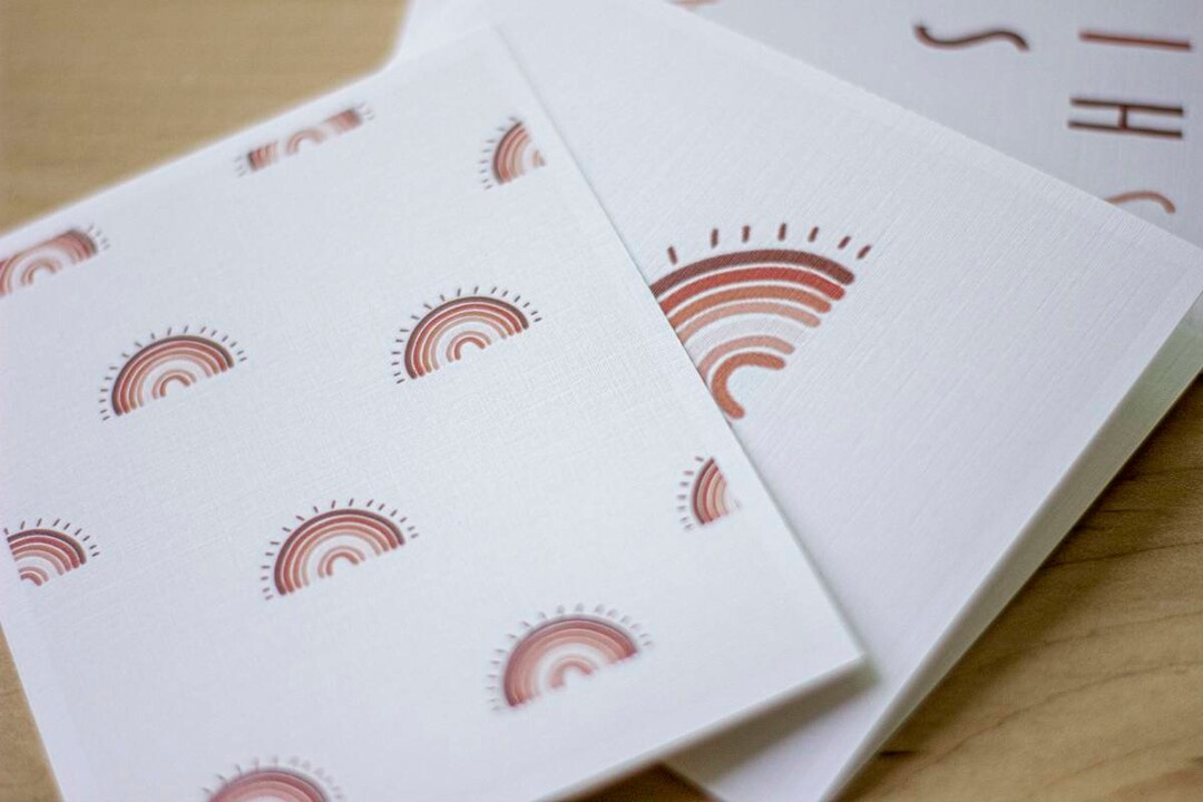 Boho Rainbow Greeting Card Collection Pack / Set of 12 With Envelopes ...