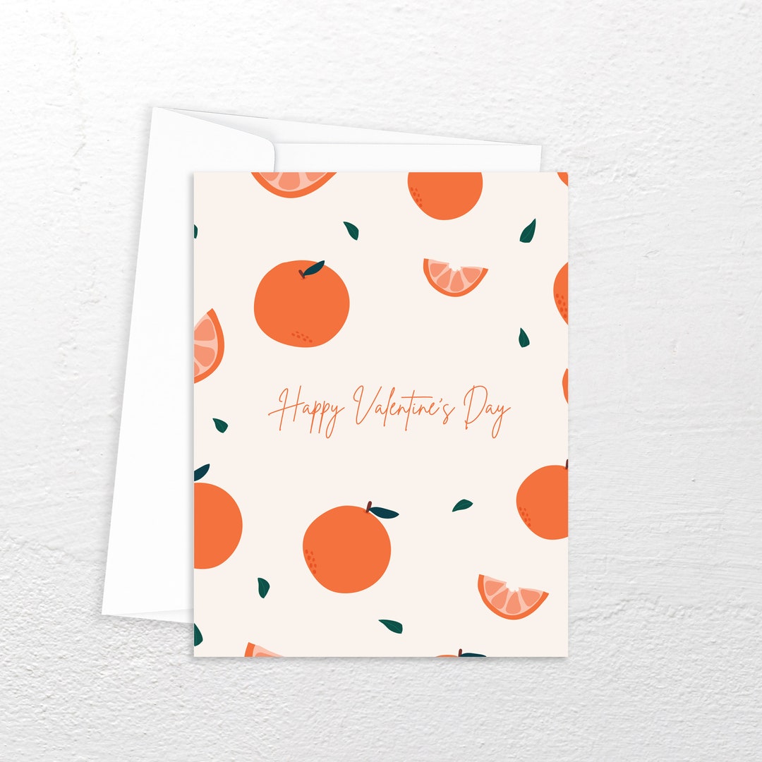 Orange Valentine's Day Card - Etsy