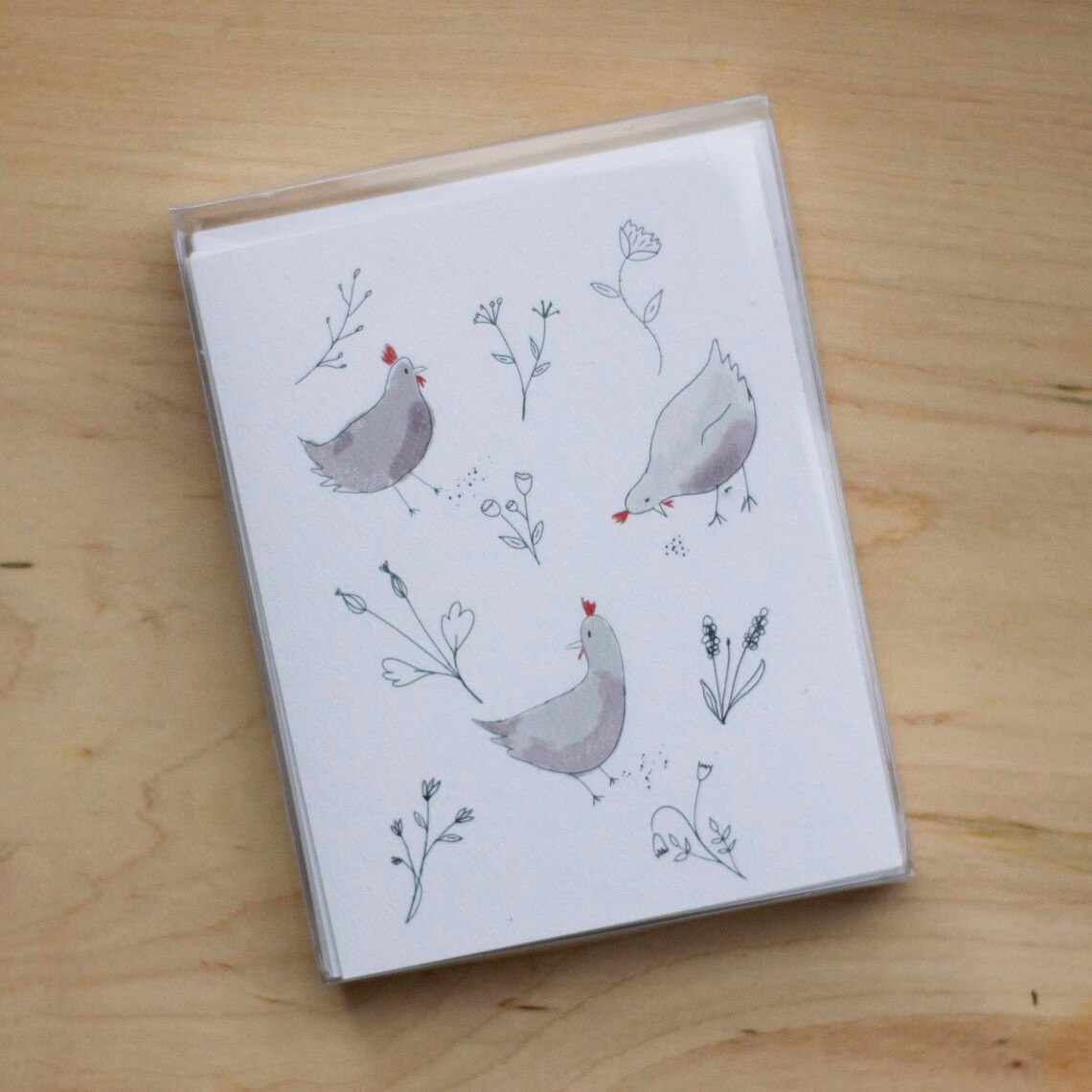 Chicken Greeting Card Set of 12 With Envelopes Cute Hand | Etsy