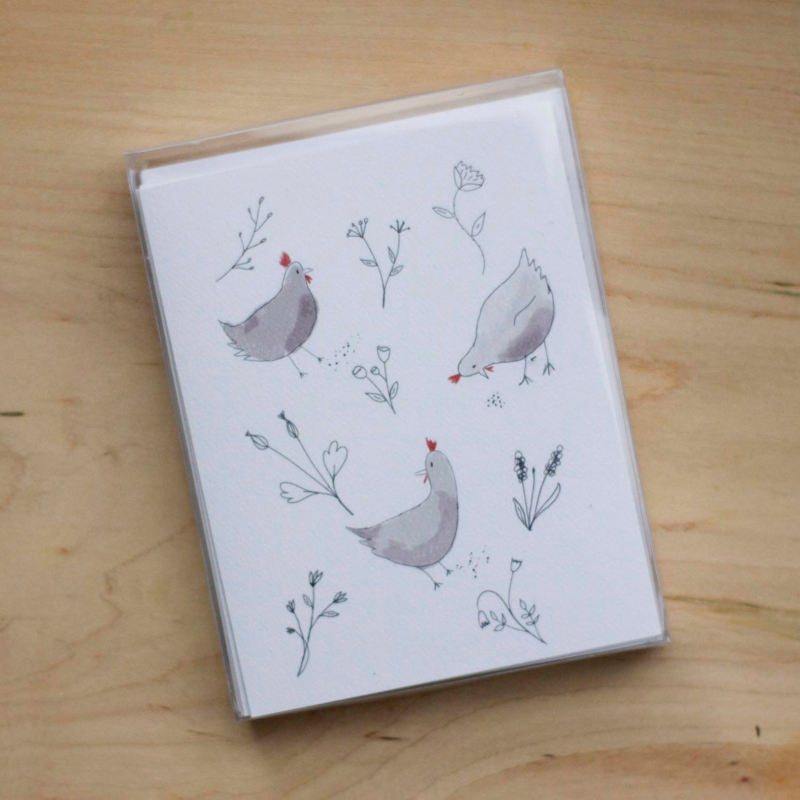 Chicken Greeting Card Set of 12 With Envelopes - Cute, Hand Drawn ...