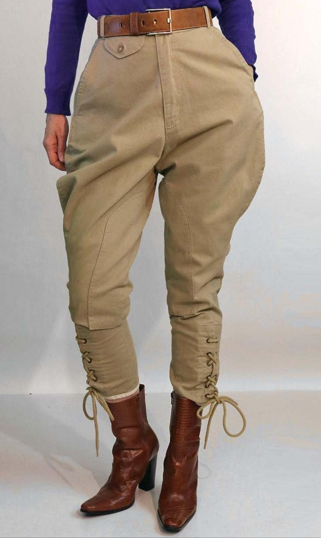 Classic Khaki Riding Pants Equestrian Breeches Victorian Polo Pants ...