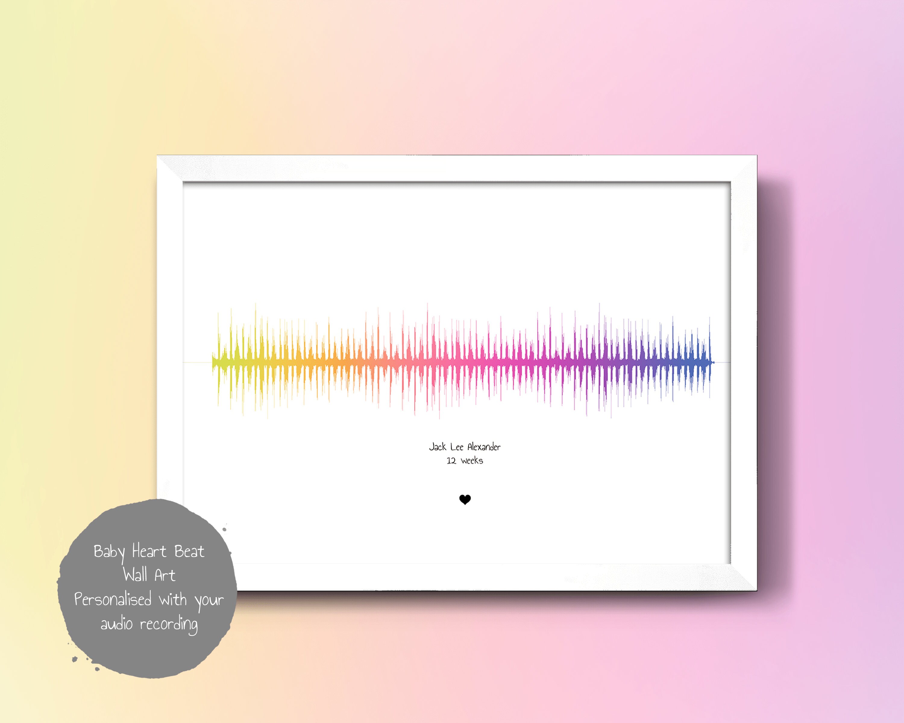 Baby Heartbeat Soundwave Art. Framed Print With Any Recording - Etsy UK