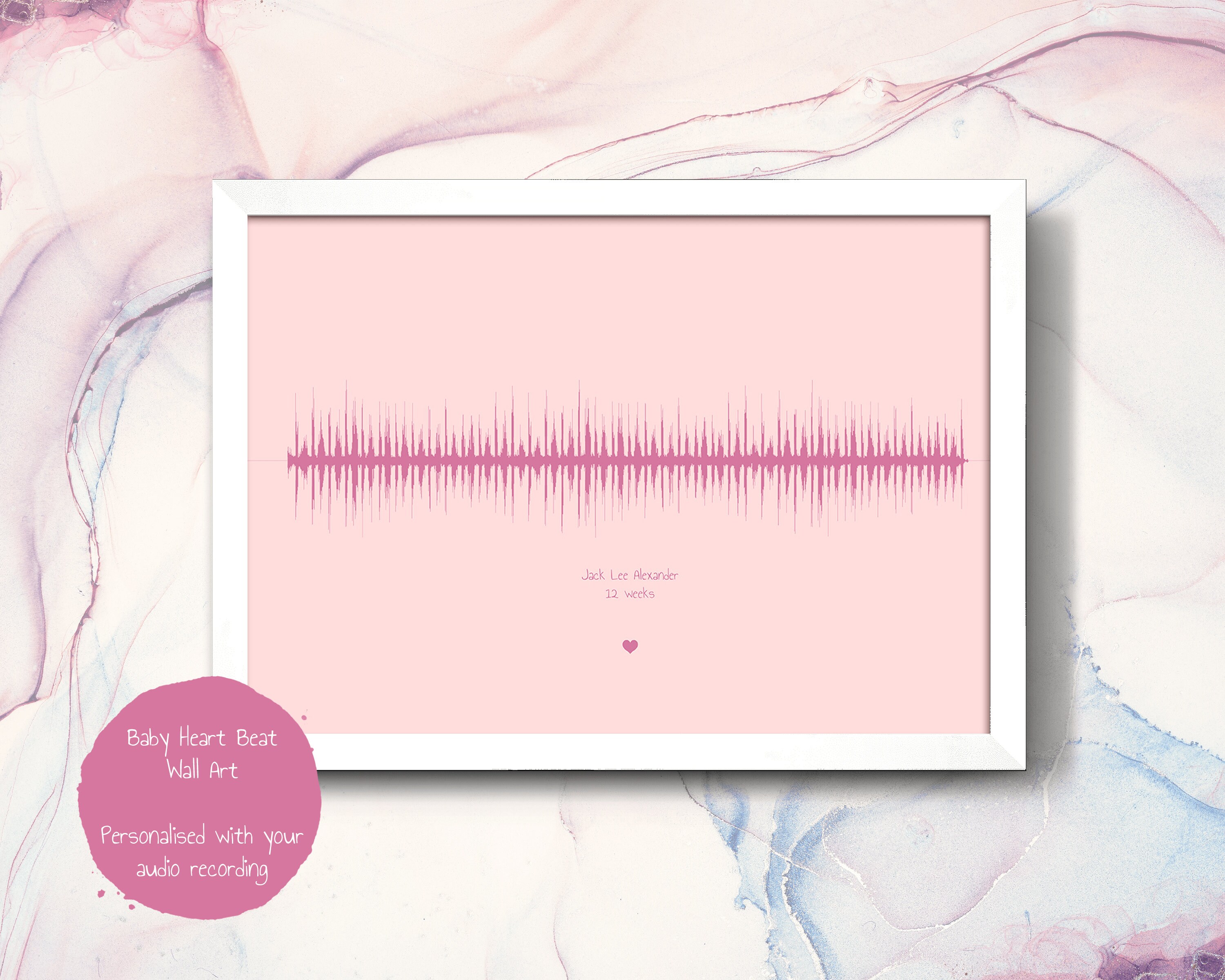 Baby Heartbeat Soundwave Art. Framed Print With Any Recording - Etsy UK