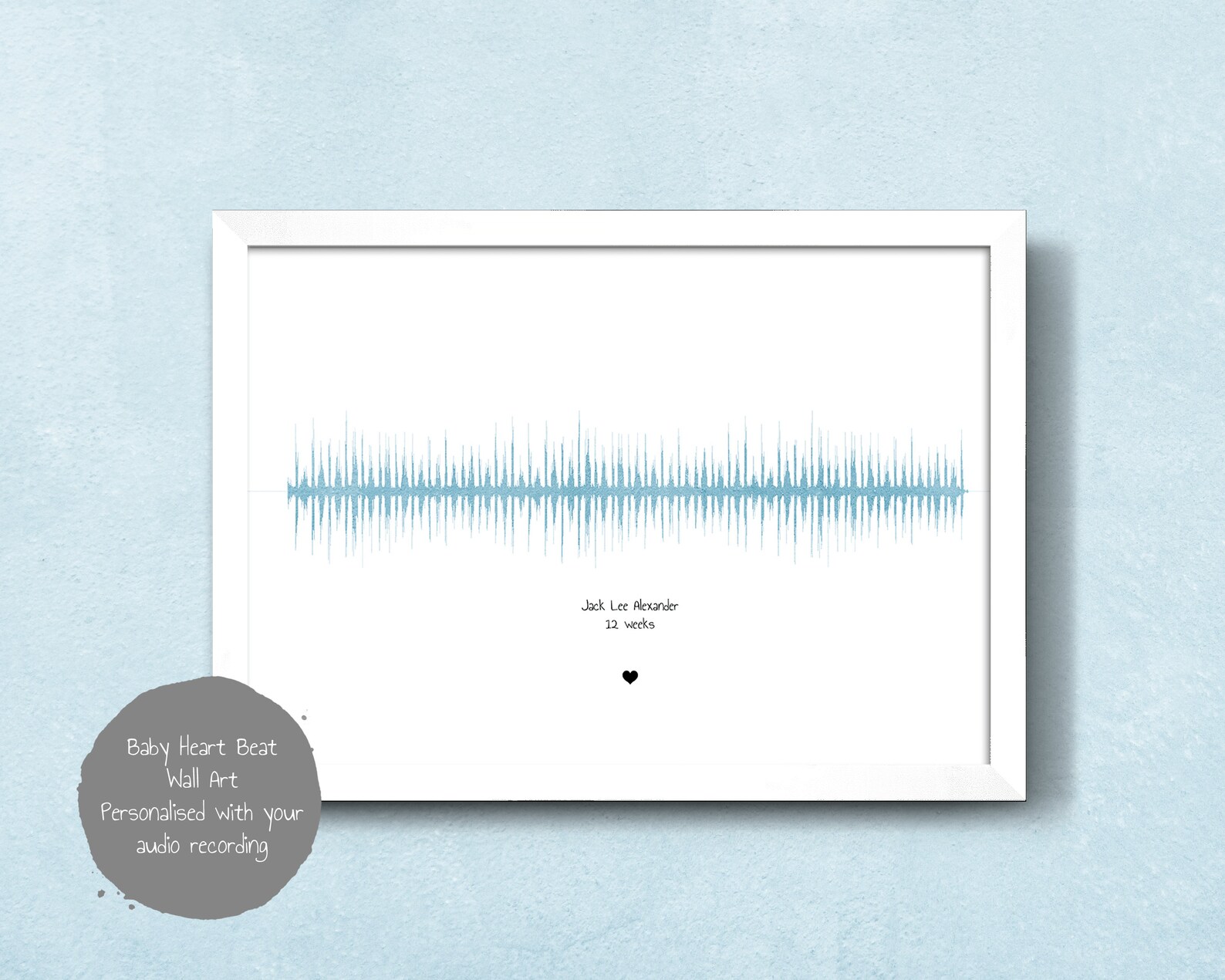 Baby Heartbeat Soundwave Art. Framed Print With Any Recording - Etsy UK