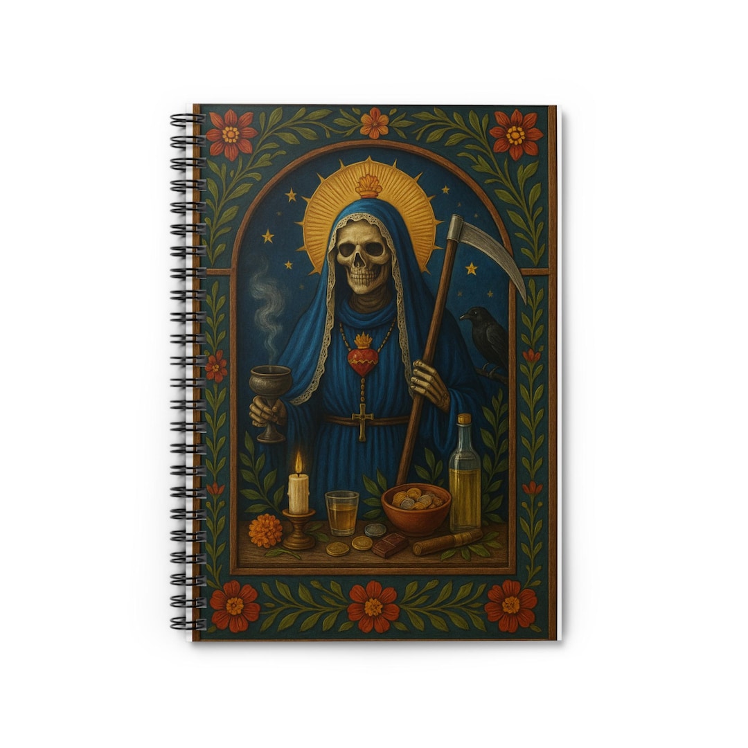 Santa Muerte Illustration Spiral Notebook | Day of the Dead Skeleton ...