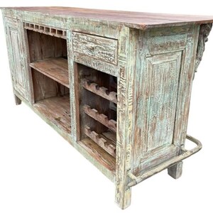 Old West Rustic Wagon Wheel 7' Long Solid Mango Wood Home Coffee Liquor ...