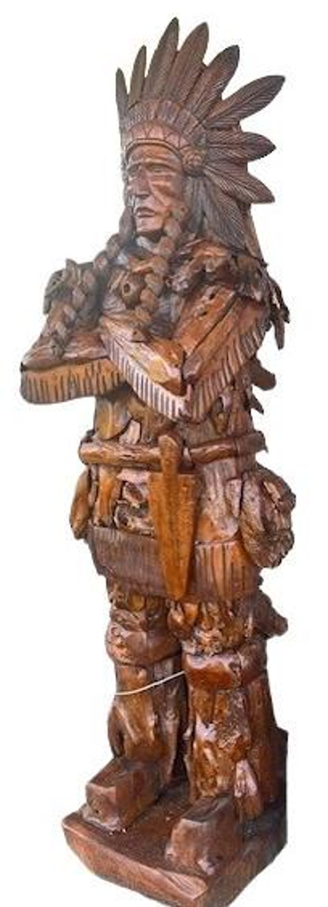 Over 7' Tall Hand Crafted Life Size Native American Indian Chief Statue ...