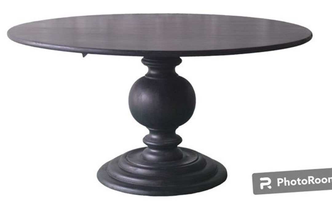 Modern Farmhouse 60" Black Pedestal Base Large 5' Round Kitchen Dining ...