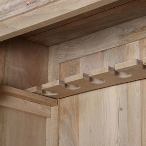 Contemporary Coastal Tall Narrow Solid Wood Glass Door Wine Rack Liquor ...