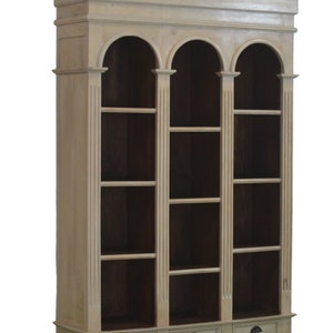 Roosevelt Triple Arch Bookcase Solid Mango Wood Tall Wide Open Book ...