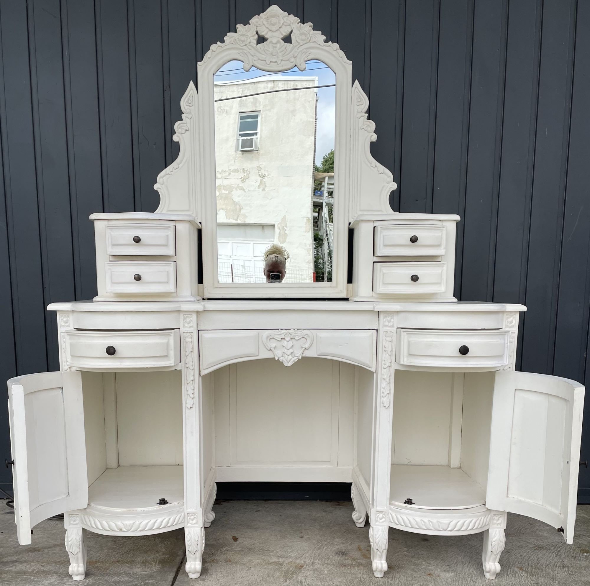 French Style Chateau Baroque Make up Vanity Shabby Chic White Dressing ...