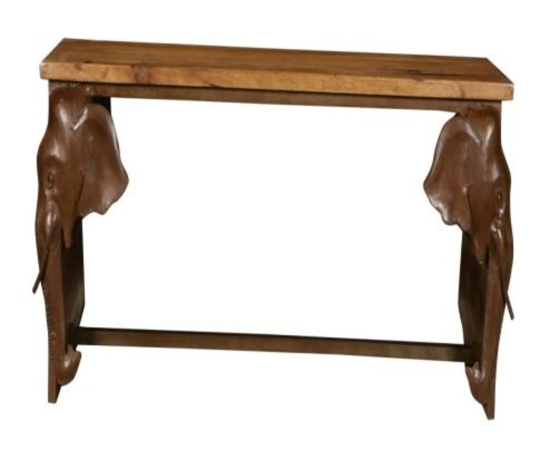 Mango Console Table With Metal Elephant Head Appliques 5' Long Narrow ...