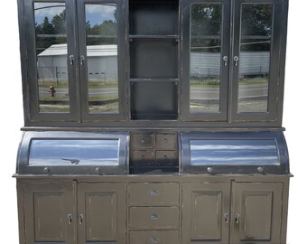 Modern Farmhouse Solid Wood Dark Finish Kitchen Pantry Large Cupboard ...