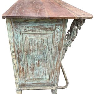 Old West Rustic Wagon Wheel 7' Long Solid Mango Wood Home Coffee Liquor ...