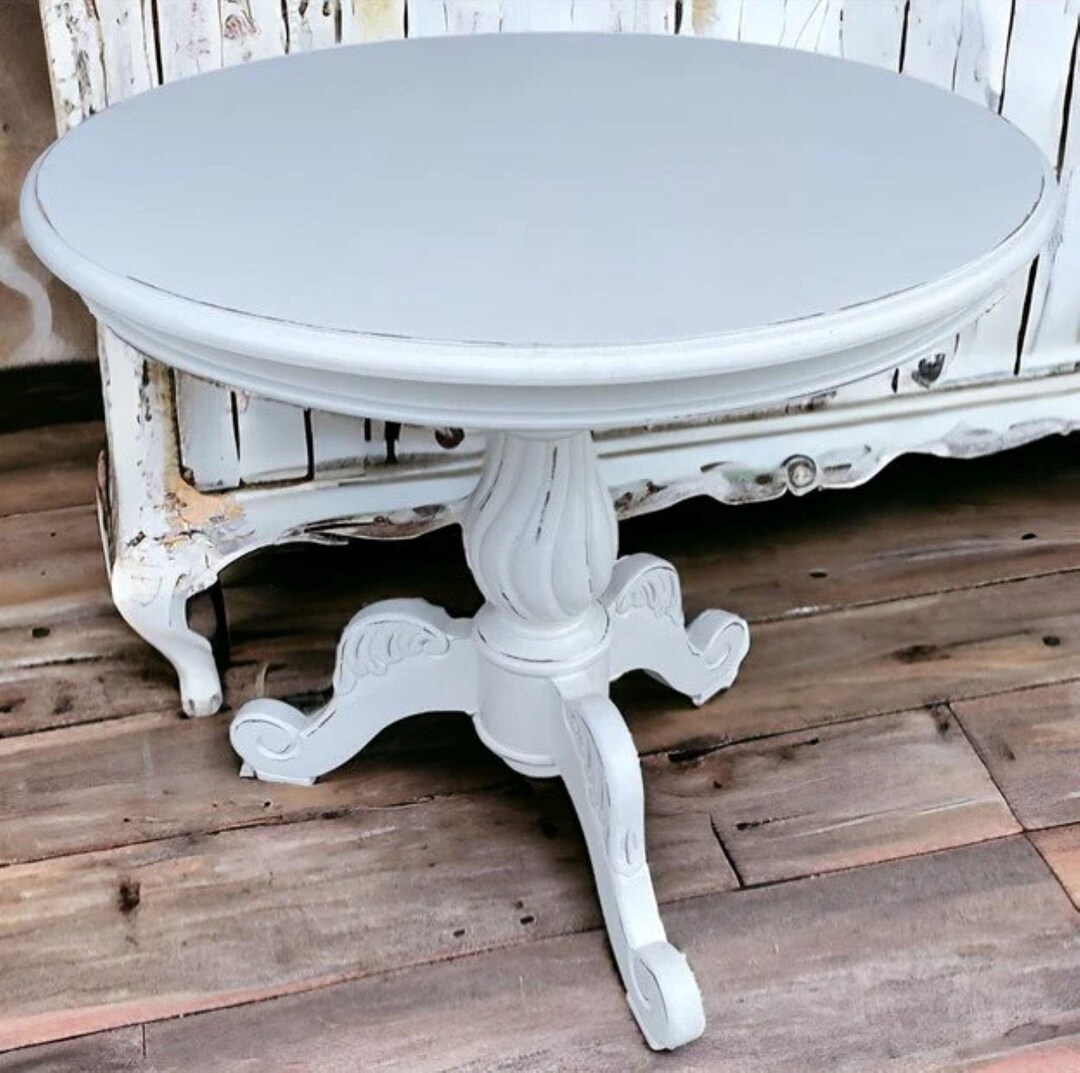 Shabby Chic Mahogany Parlor Table: Victorian Style Distressed White ...