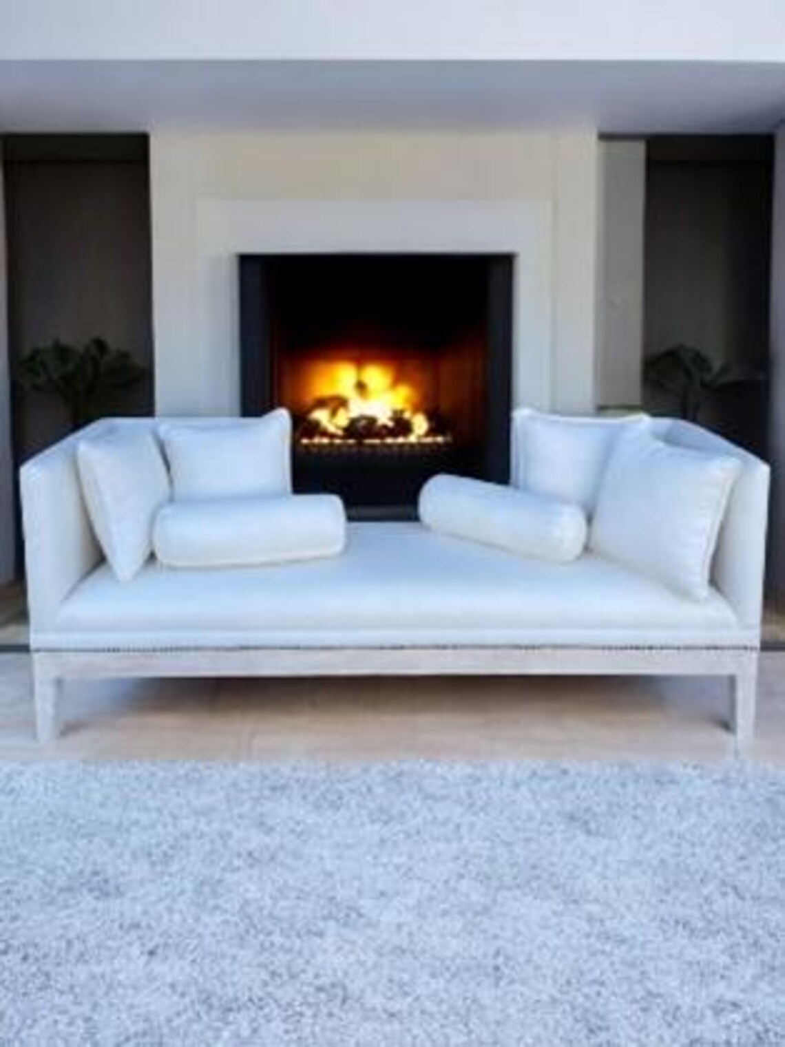 Contemporary White Backless Love Seat Settee End of Bed Bedroom Bench ...