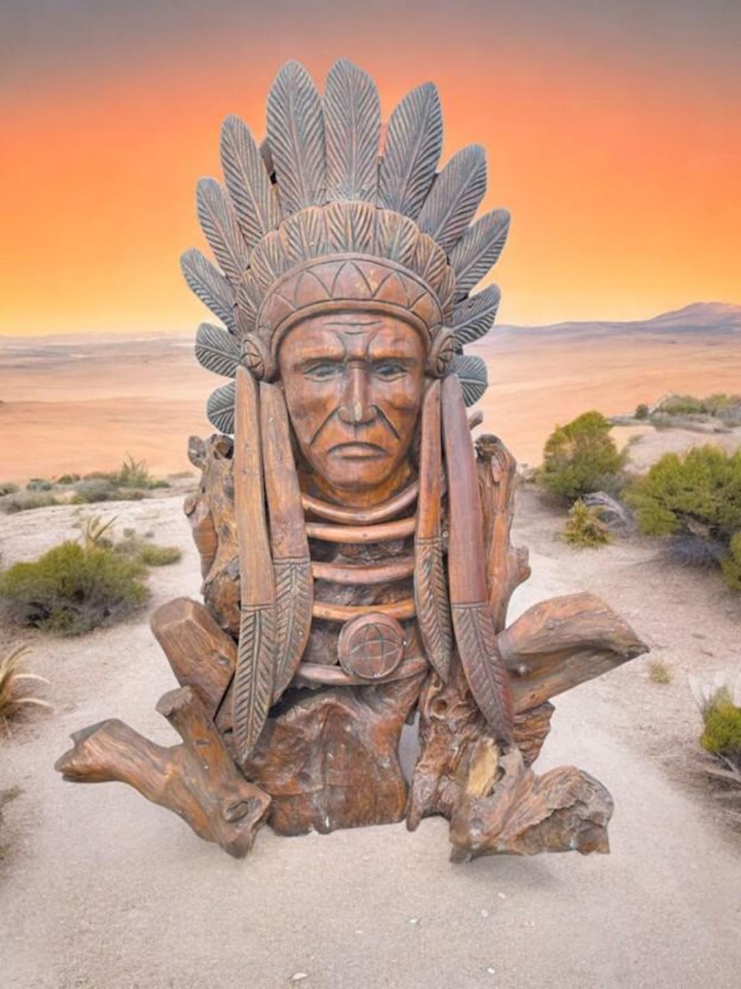 Hand Crafted South Western Teak Wood Native American Chief Statue - Etsy