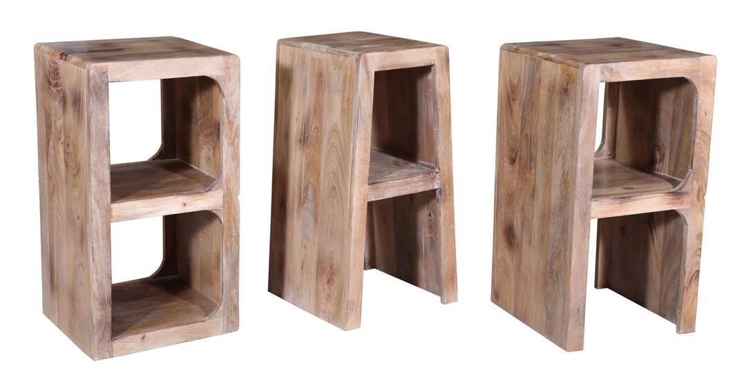 Modern Coastal Rustic Set of 3 Novelty BAR Stools Solid Mango Wood 30 ...