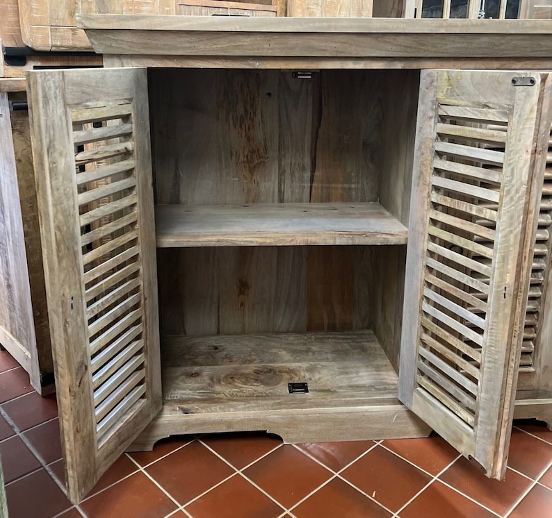Coastal Home Shutter Door Entryway Hallway Media Console Tall Solid ...