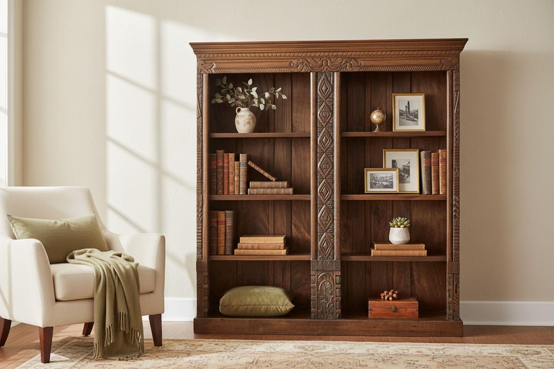 Very Large Repurposed Wood Pillar Double Bookcase - Etsy