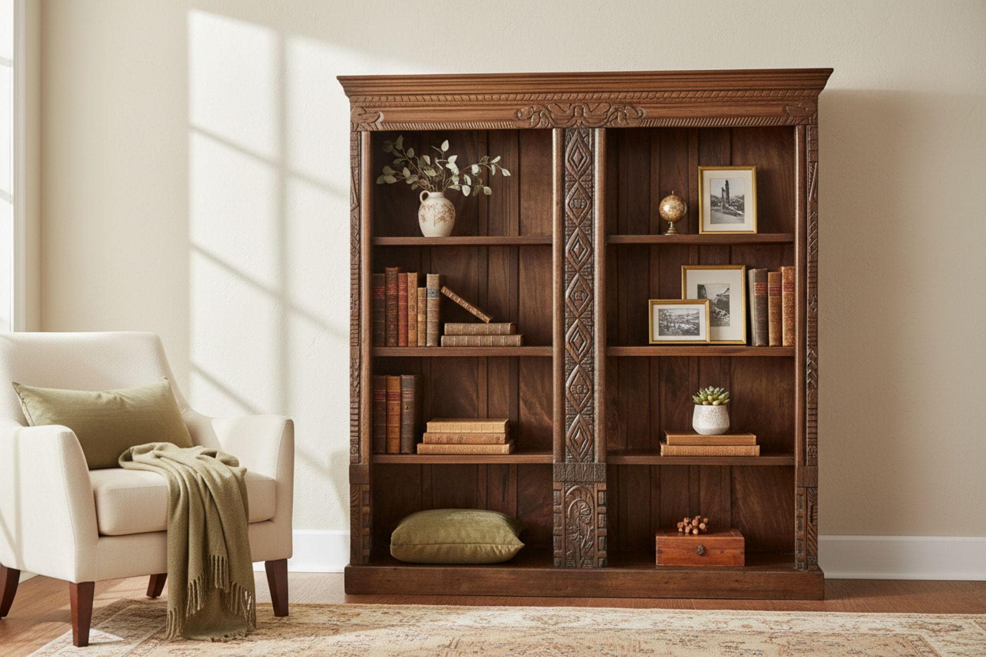 Very Large Repurposed Wood Pillar Double Bookcase - Etsy