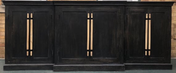 100 Long Tall French Country 8 Weathered Black Credenza Entryway Media Console Cabinet Solid Wood Dining Buffet Server Large Sideboard