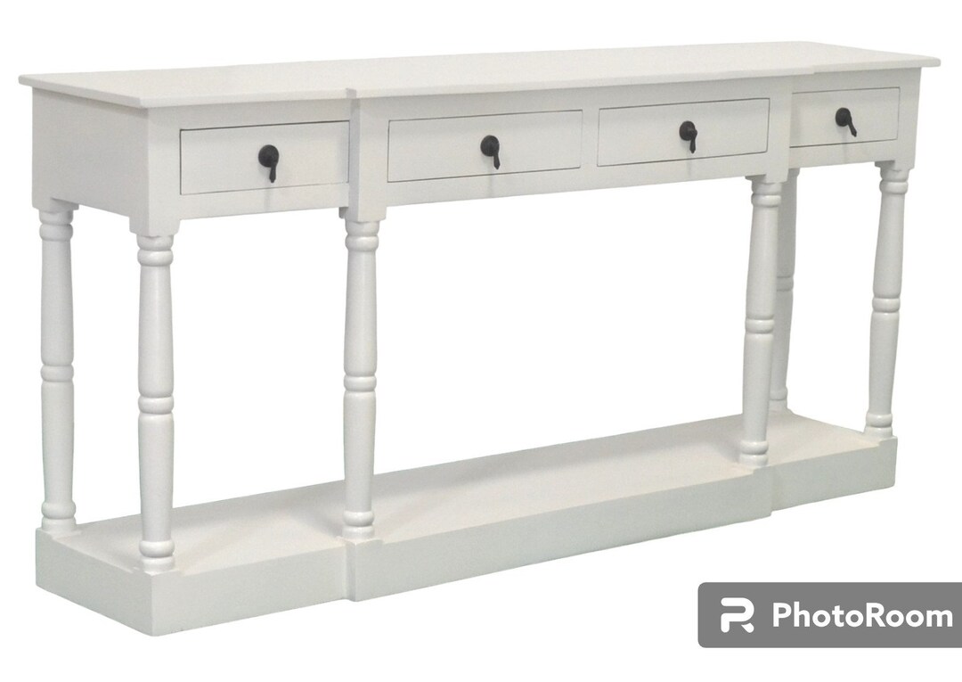 Traditional Breakfront Entryway Hallway Console With Floor Shelf Solid Wood White Sofa Table - Etsy